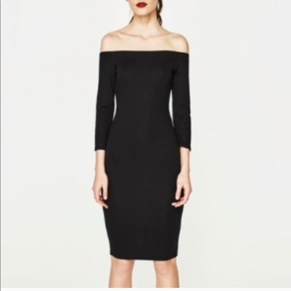 Zara | Dresses | Zara Off Shoulder Midi Cocktail Dress Medium | Poshmark